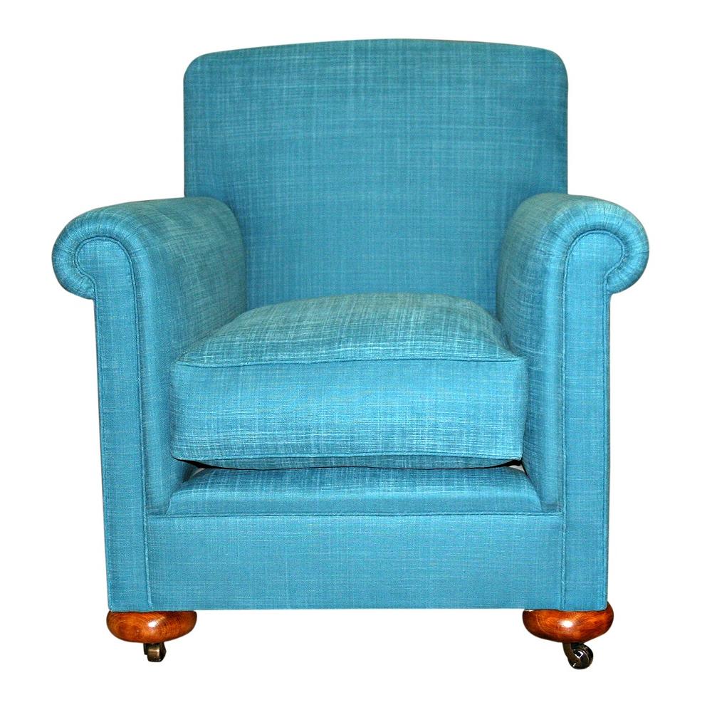 1920s Style Chair: 1920's Style Arm Chair Blue Linen